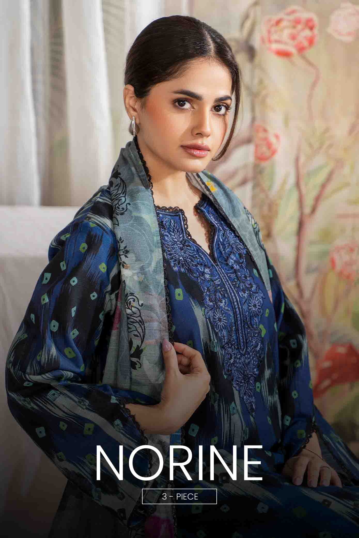NORINE 3-Piece Unstitched Digital Printed Khaddar Suit-Brenish