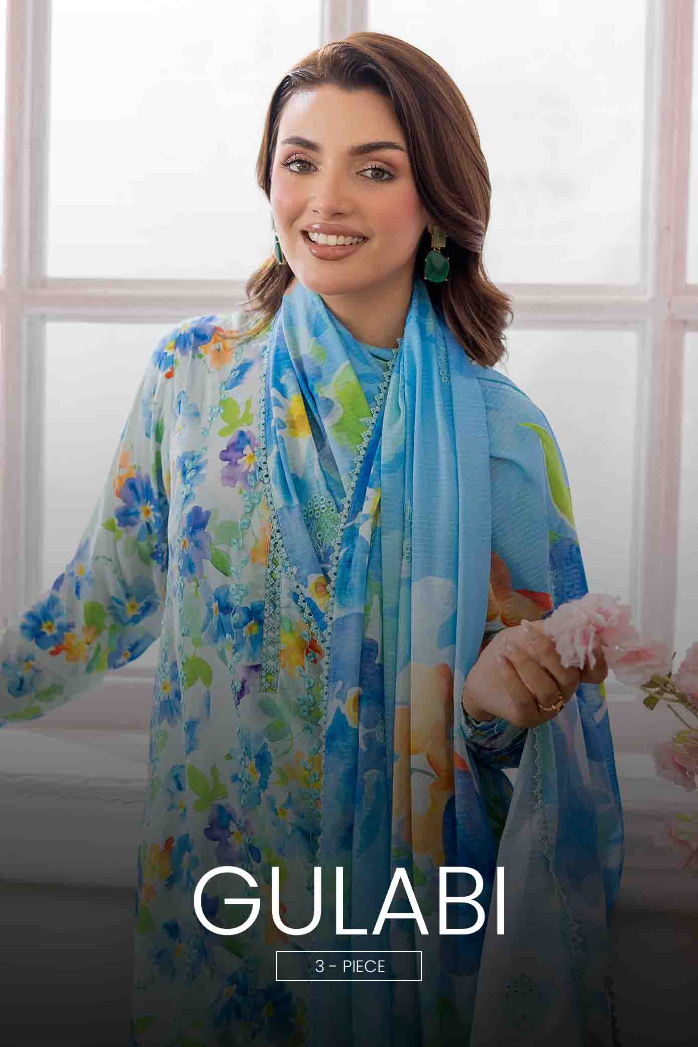 GULABI 3-Piece Unstitched Digital Printed Lawn Suit-Brenish