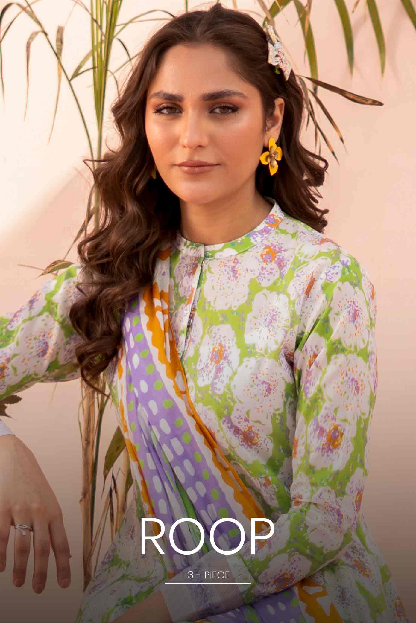 ROOP 3-Piece Unstitched Digital Printed Lawn Suit-Brenish